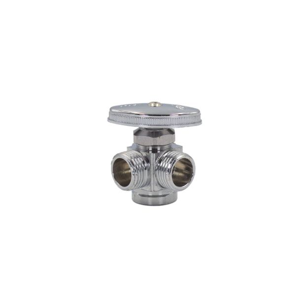 Ceramat - En Línea 016720 LLAVE CONTROL ANGULAR LATON ROSCABLE 1/2" 2 SALIDAS IP-137 COFLEX